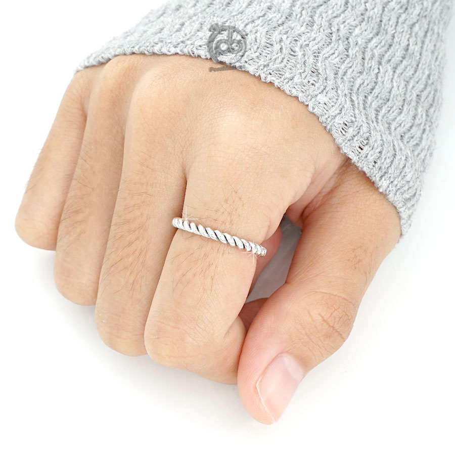 Cincin Simple Pria Wanita Perak Asli 925 Lingkar Kawat Plintir Midi ...